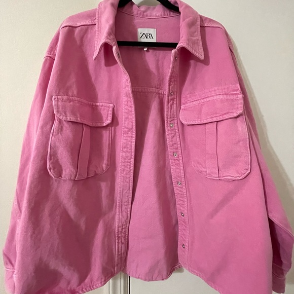 Zara | Jackets & Coats | Zara Pink Denim Jacket | Poshmark